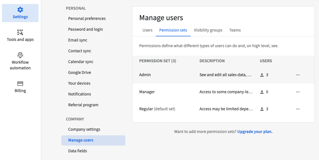 Permission sets - Knowledge Base | Pipedrive